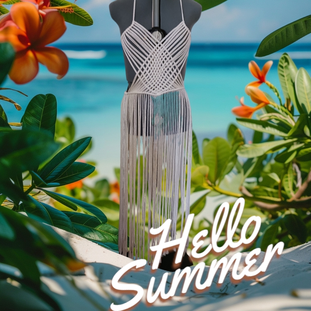 Macrame Dress, Festival Dress, Bathing Suit Coverup. - Gem